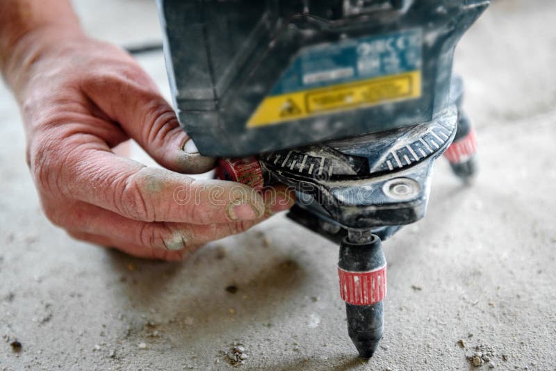 Setting the Laser Level on Construction Site Stock Image - Image of ...
