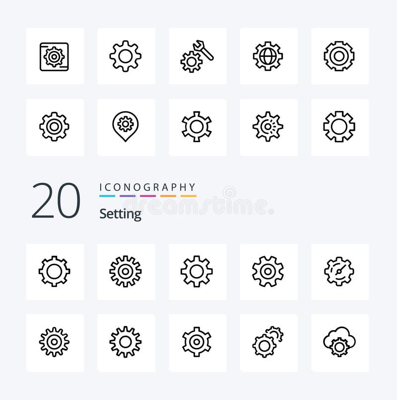 20 Setting Line Icon Pack Like Gear Setting Wheel Gear Gear Stock ...