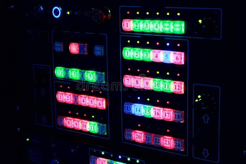 A Setting Panel of Electronic Device with Lighting Knobs and Numbers ...