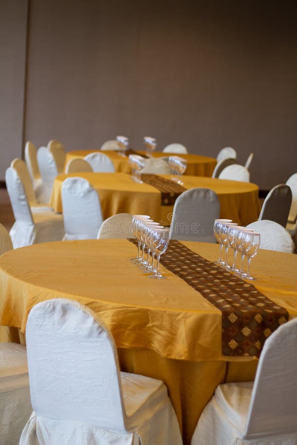 Setting of Round Table on the Seminar Stock Image - Image of ...