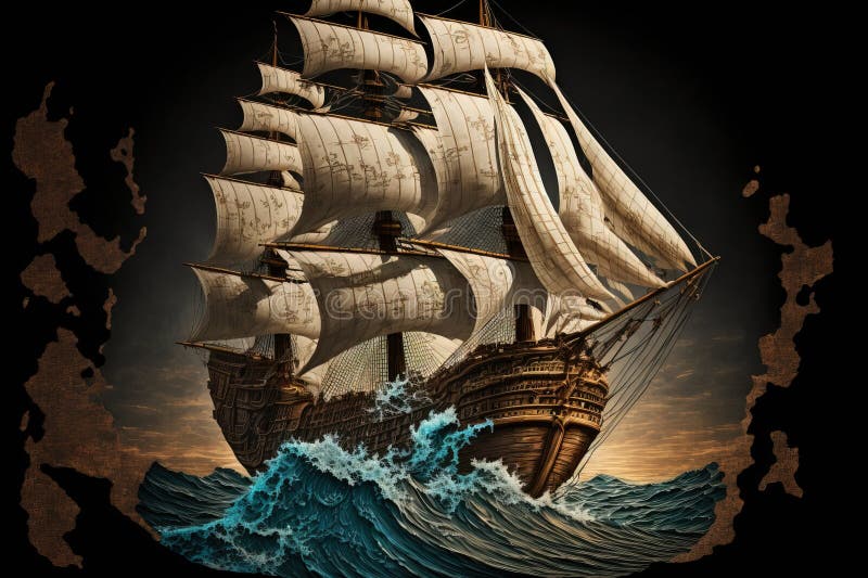 Setting Sail on the Open Seas in the Style of a Pirate Stock ... Setting Sail on the Open Seas in the Style of a Pirate Stock ...