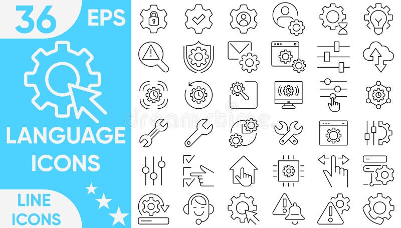 Setting Setup Line Icons Vector and Illustrator Set Stock Vector ...