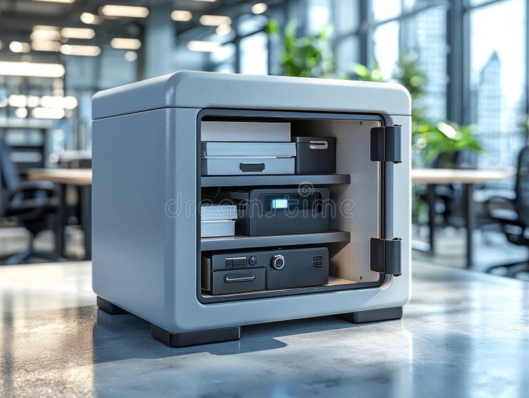 Setting Showcases Fireproof Safe in Sleek Office Space. Safe Digital ...