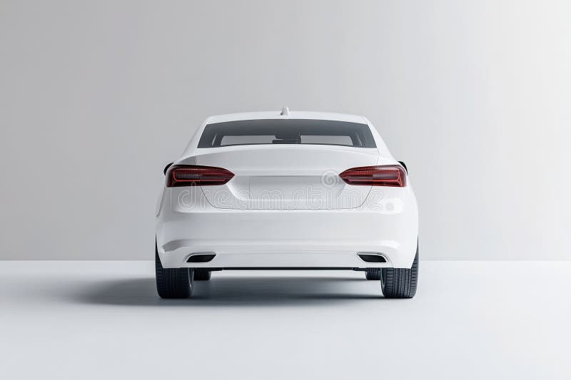 This Setting Showcases a Modern White Sedan with a Full Rear View ...