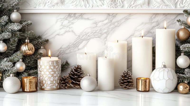 This Setting Showcases White Vases Filled with Fir Branches and ...