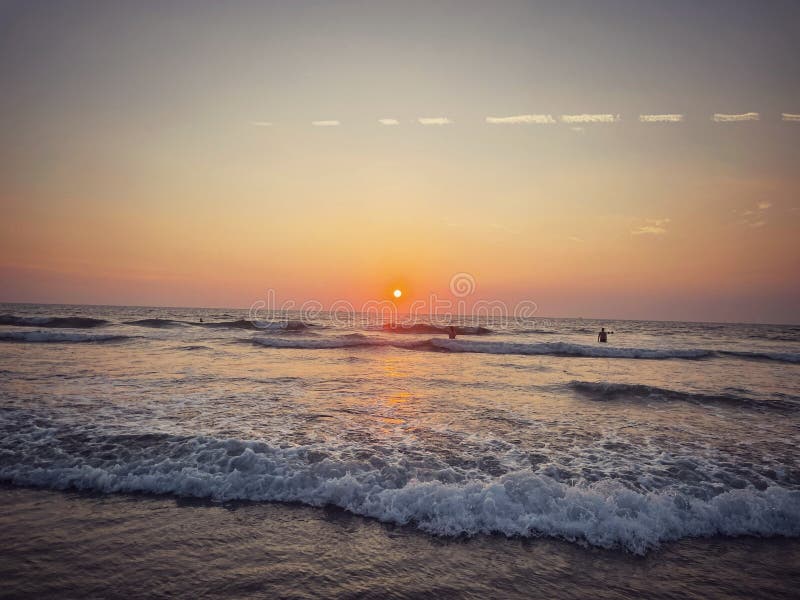 Setting Sun Beautifully Captured by a Young Boy in Goa Stock Image ...