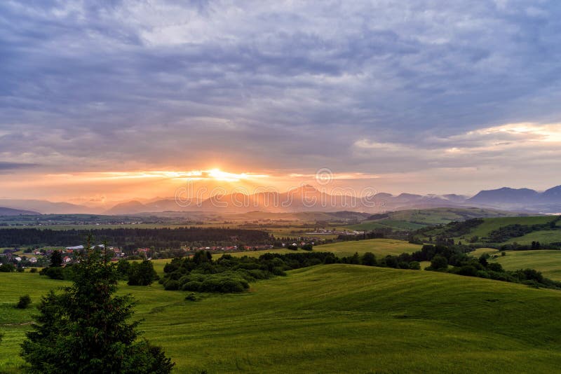 A Setting Sun during a Colourful Sunset. Stock Photo - Image of outdoor ...