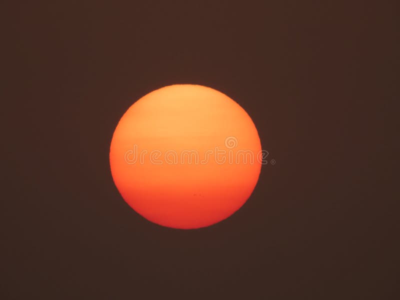 The Setting Sun Disk with Visible Sunspots. Taken on October 27, 2020 ...