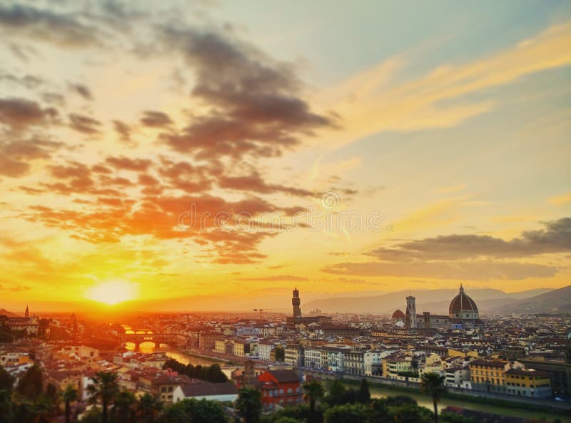 Setting sun in Florence stock photo. Image of italy, florence - 72431638