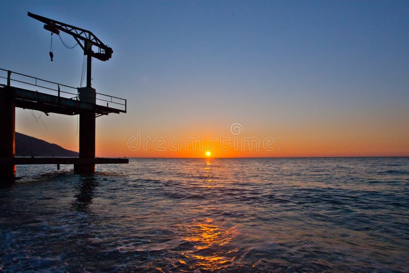 The Setting Sun Makes the Light Path on the Sea Waves Stock Image ...