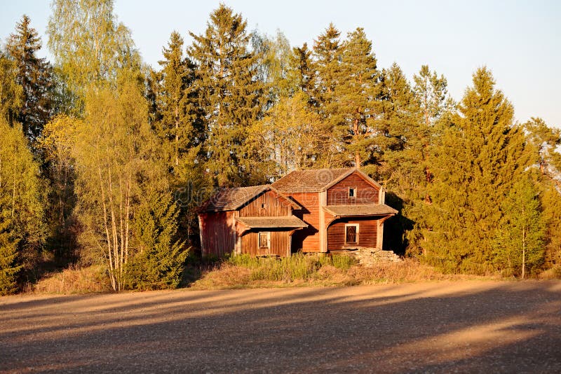 Old Barns Near Fields in the Evening Light Stock Image - Image of putti ...