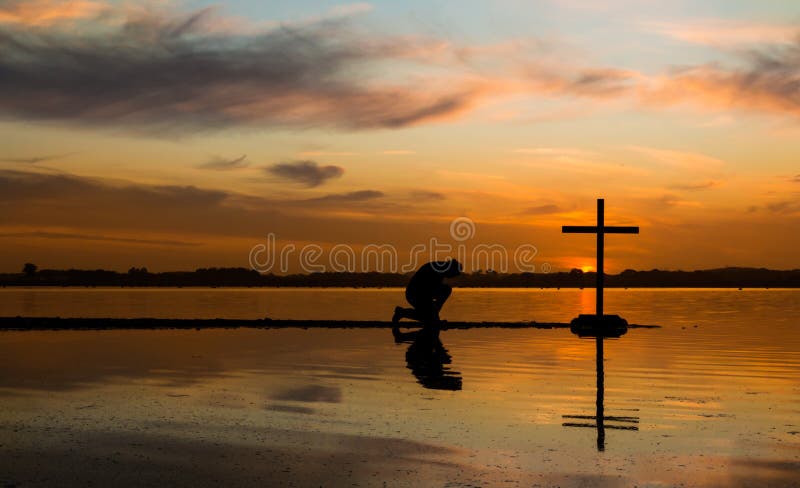 Setting Sun Praying stock image. Image of religion, salvation - 62333025