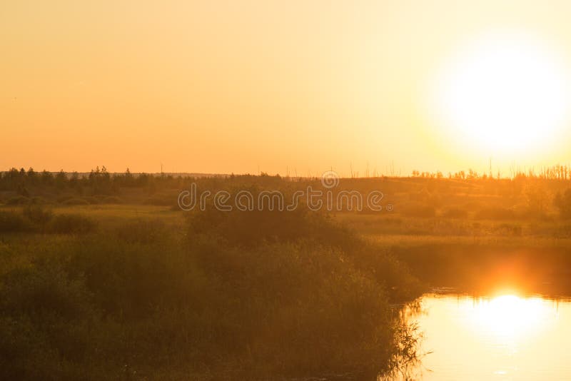 The Setting Sun is Reflected in the River Stock Photo - Image of water ...