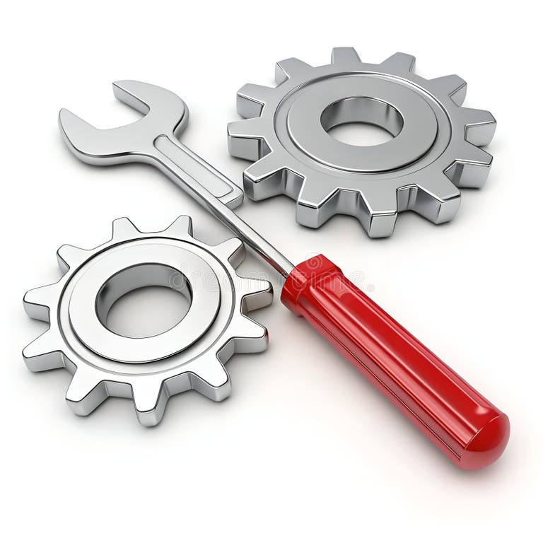 Setting Tools Gear 3D UI Icon Isolated on White Background Stock ...