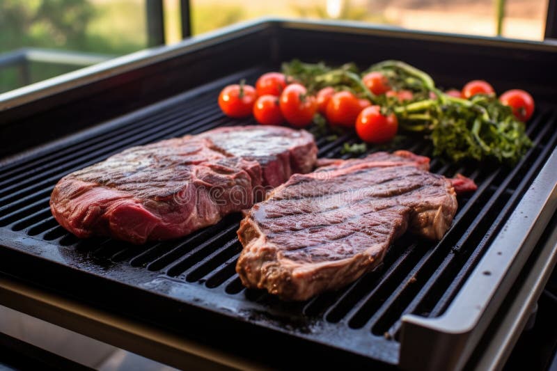 Setting a Trimmed Ribeye Steak on a Grill Pan Stock Photo - Image of ...