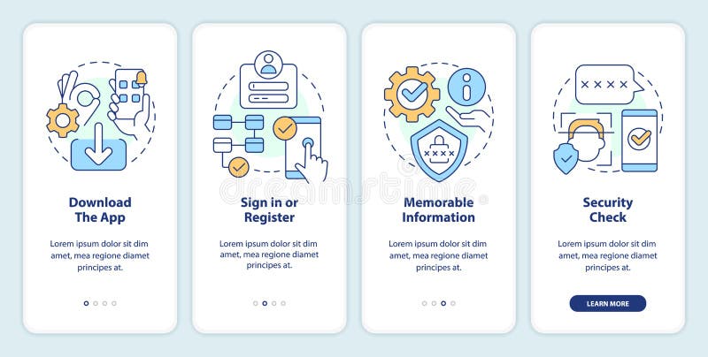 Setting Up Banking Application Guide Onboarding Mobile App Screen Stock Vector Illustration Of