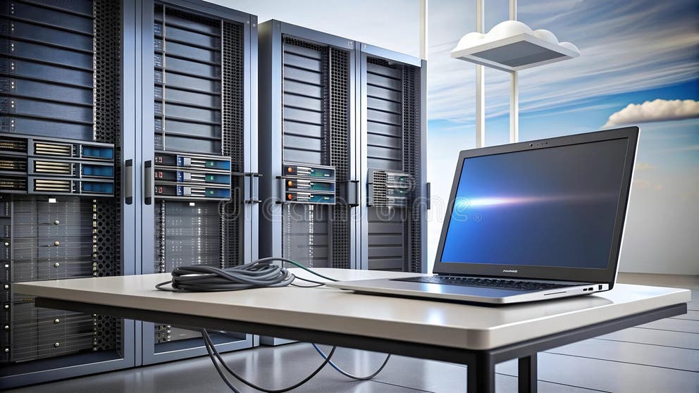 Setting Up a Cloud Server Environment a Modern Office Perspective AI Generated Stock ...