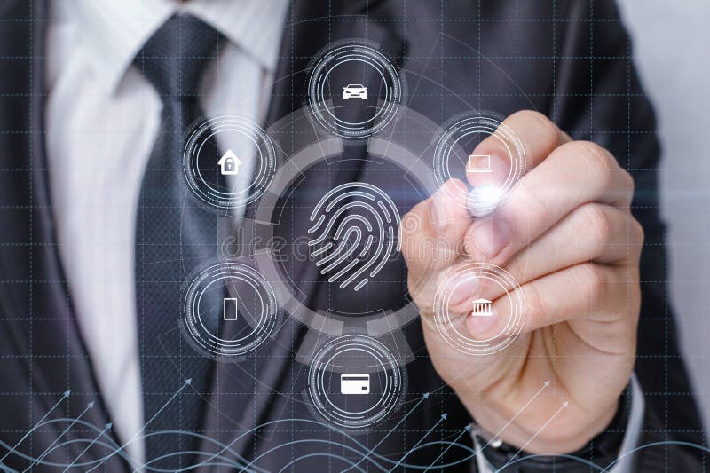 Of Setting Up Computer Scanning Using a Fingerprint Stock Photo - Image ...