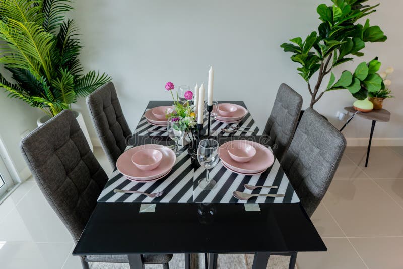 Preparing the dining table stock image. Image of table - 257270007