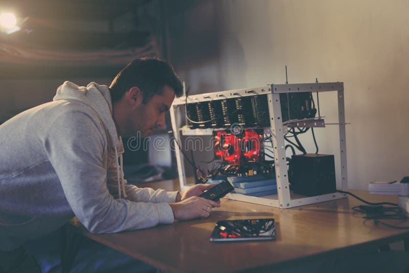 Setting Up A Mining Rig Stock Image Image Of Bitcoin 113061419