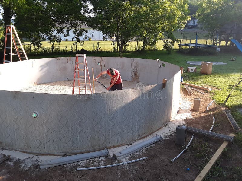 Setting Up Pool Used Big Boy Stock Image - Image of setting, pool ...