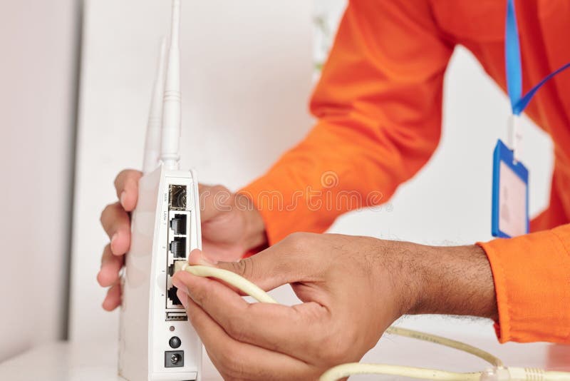 Setting Up Wireless Access Point Stock Photo - Image of women ...