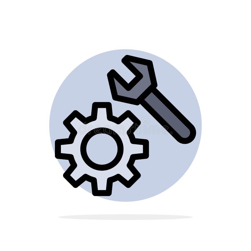 Setting, Wrench, Gear Abstract Circle Background Flat Color Icon Stock ...