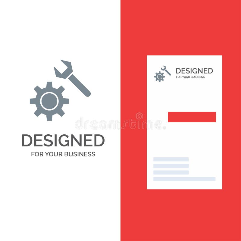 Setting, Wrench, Gear Grey Logo Design and Business Card Template Stock ...