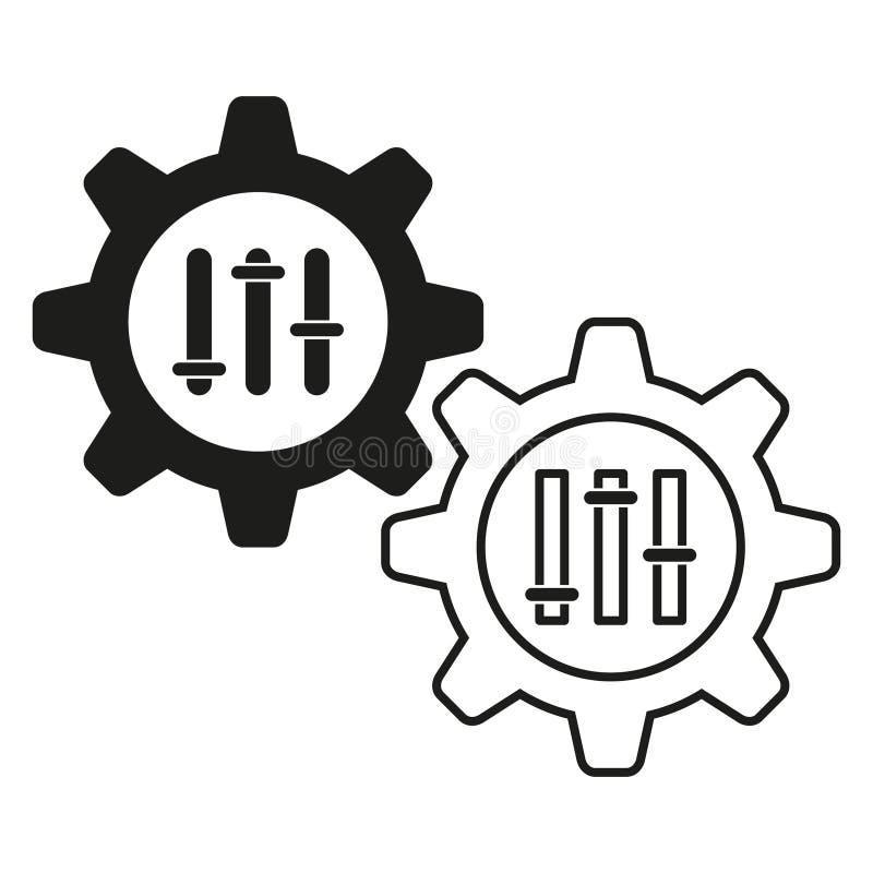 Settings Adjustment Icon. Gears in Sync. Vector Mechanical Parts. Black ...