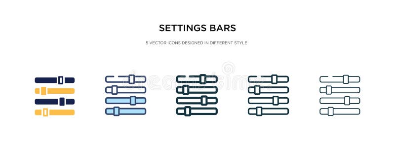 Settings Bars Icon in Different Style Vector Illustration. Two Colored ...