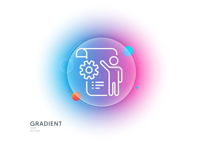Settings Blueprint Line Icon. Engineering Cogwheel Tool Sign. Gradient Blur Button. Vector Stock ...