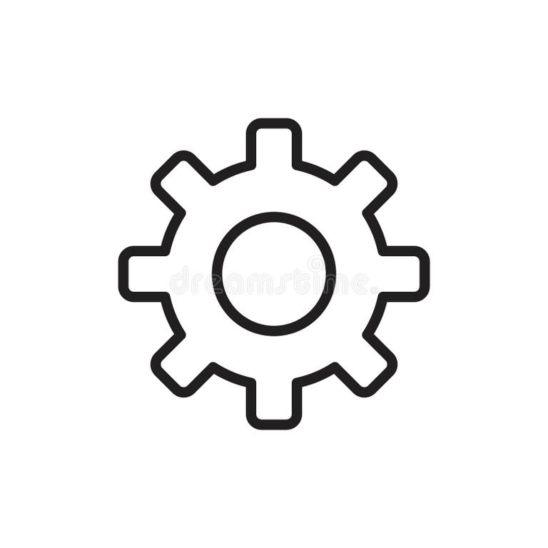 Settings Button Icon Simple Thin Outline Stock Vector - Illustration of ...