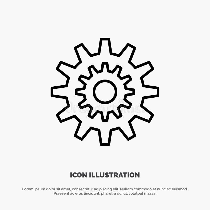 Settings, Cog, Gear, Production, System, Wheel, Work Line Icon Vector ...