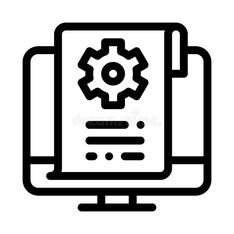 Settings Documents in Computer Icon Vector Outline Illustration Stock ...