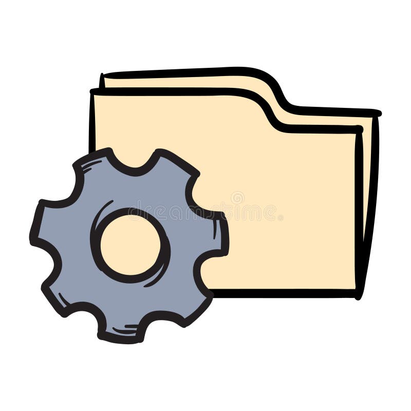 Settings. Folder and gear stock vector. Illustration of cooperation ...