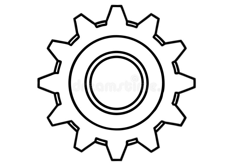 Settings Gear Line Art Silhouette Vector for Technology and Interface ...