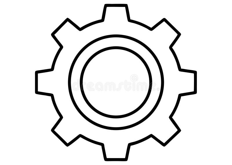 Settings Gear Line Art Silhouette Vector for Technology and Interface ...
