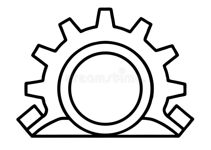 Settings Gear Line Art Silhouette Vector for Technology and Interface ...