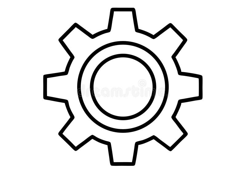 Settings Gear Line Art Silhouette Vector for Technology and Interface ...