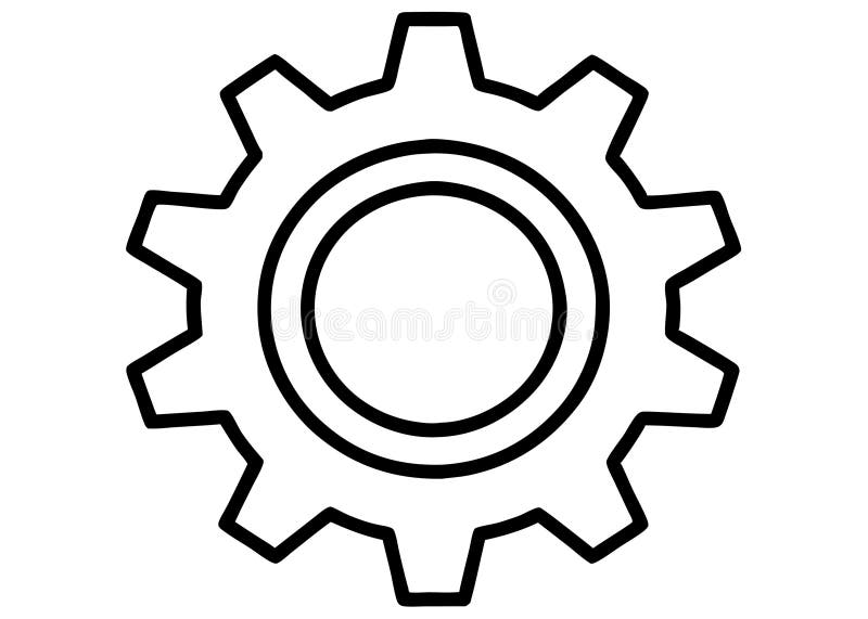 Settings Gear Line Art Silhouette Vector for Technology and Interface ...