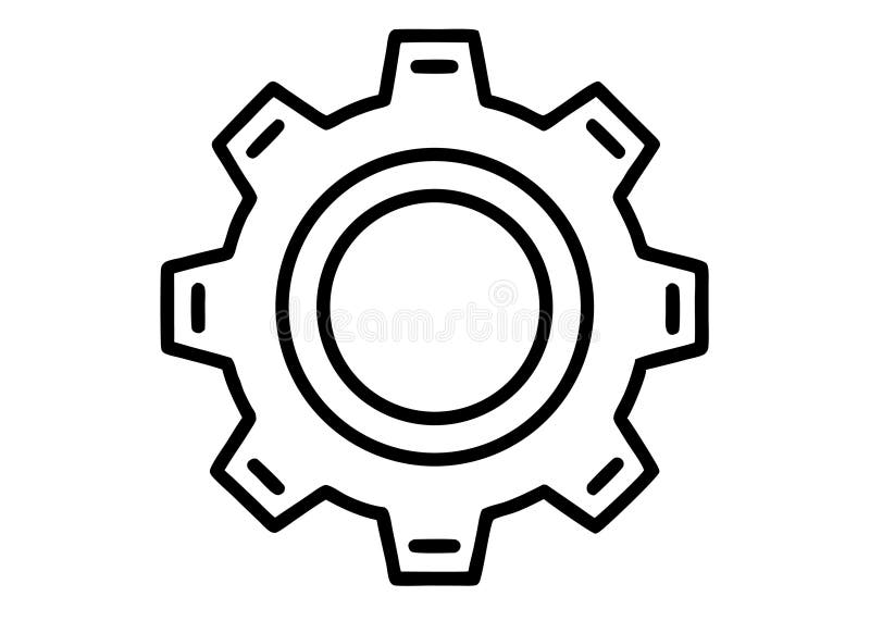 Settings Gear Line Art Silhouette Vector for Technology and Interface ...
