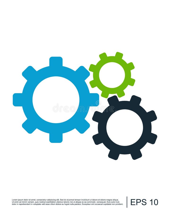 Settings Gears (cogs) Flat Icon for Apps and Websites Stock Vector ...