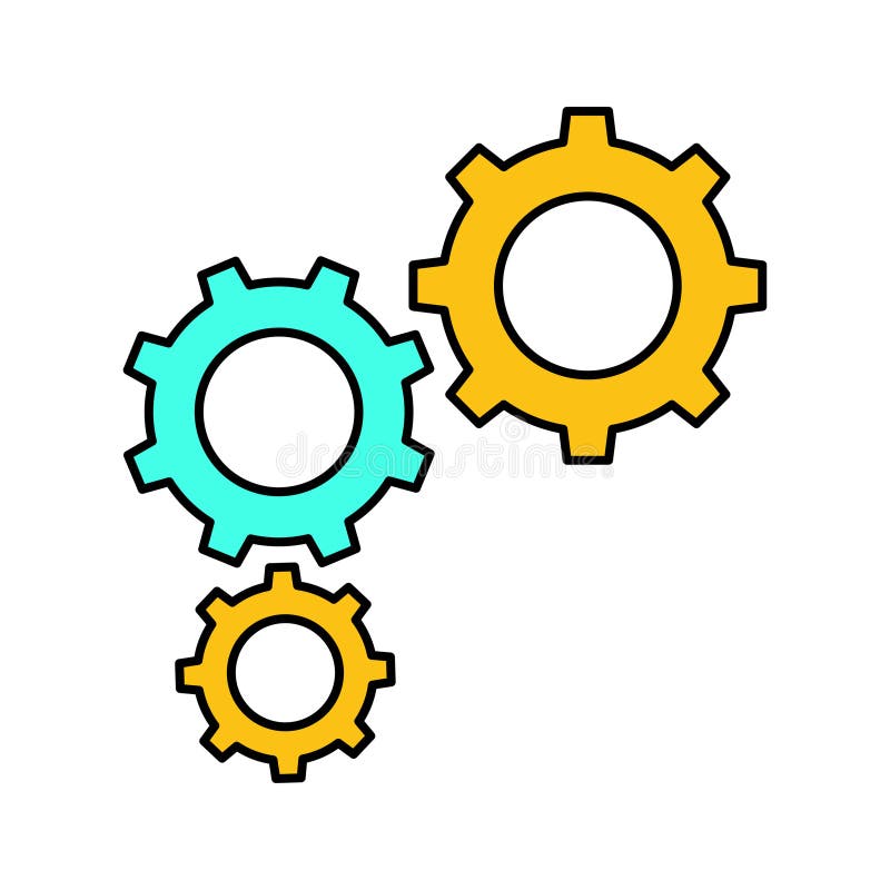 Settings Gears Line Icon. Cogwheel Sign. Working Process. Continuous Line with Curl. Vector ...