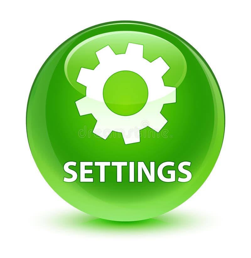 Settings Glassy Green Round Button Stock Illustration - Illustration of ...