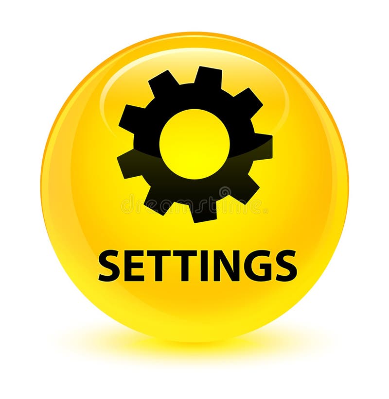 Settings Glassy Yellow Round Button Stock Illustration - Illustration ...