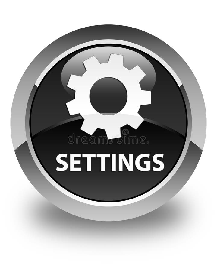 Settings Glossy Black Round Button Stock Illustration - Illustration of ...