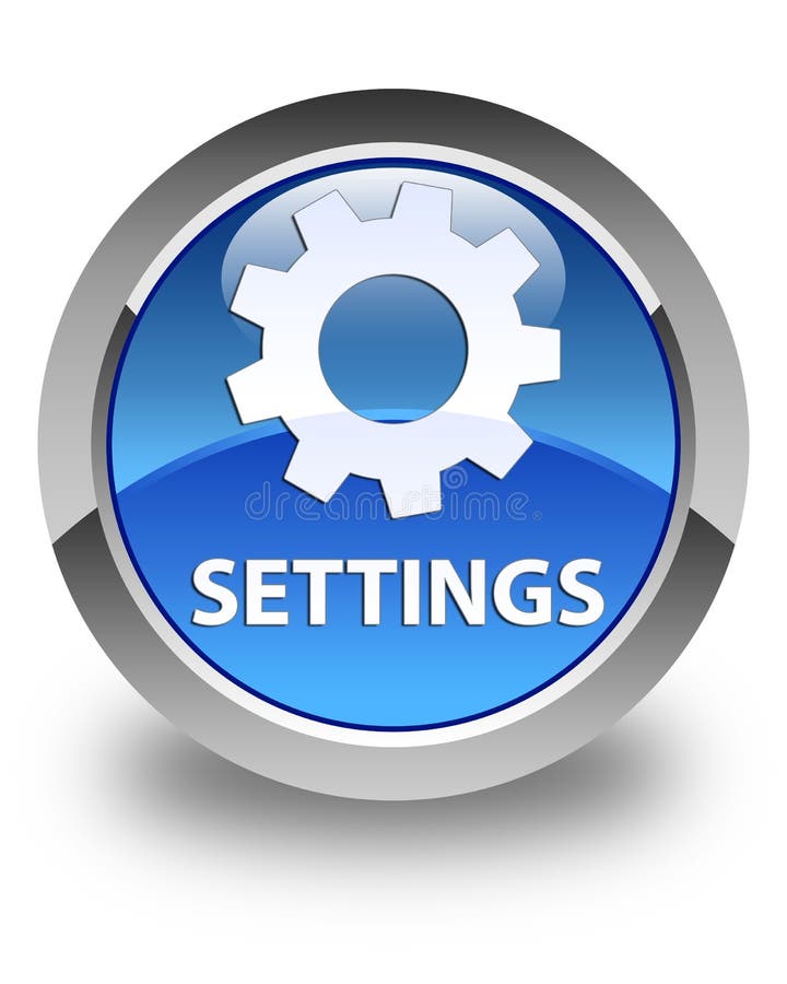Settings Glossy Blue Round Button Stock Illustration - Illustration of ...