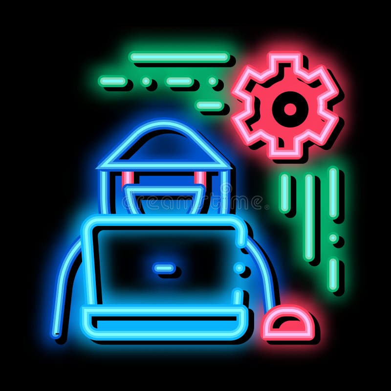 Settings Hacker Neon Glow Icon Illustration Stock Vector - Illustration ...