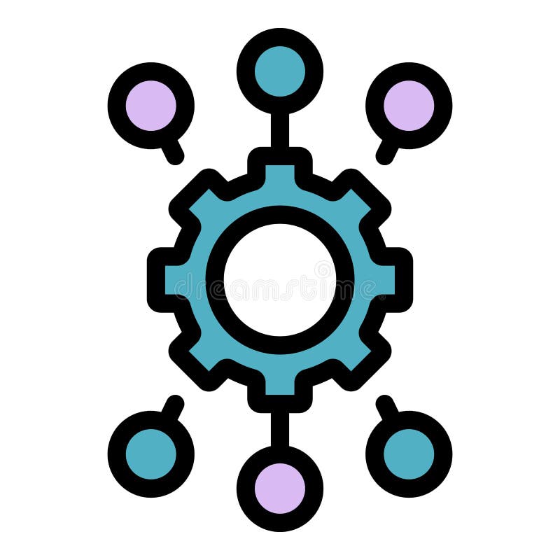 Settings Icon Color Outline Vector Stock Illustration - Illustration of ...