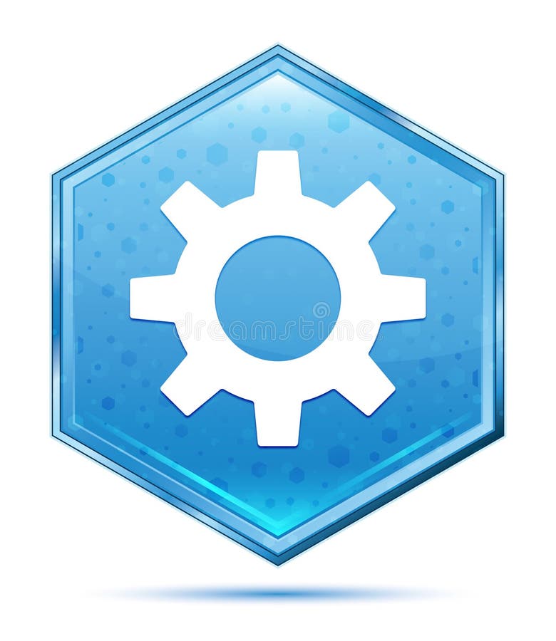 Settings Icon Crystal Blue Hexagon Button Stock Illustration ...